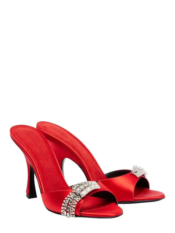 Magda Butrym Crystal-embellished Satin Mules - Red