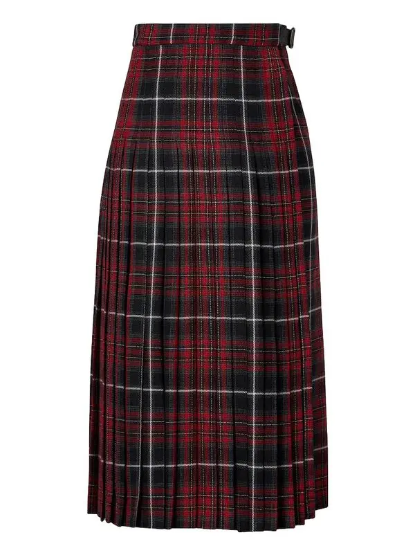 Burberry Pleated Plaid Twill Kilt - Red