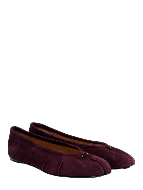 MAISON MARGIELA Tabi Suede Ballet Flats - Burgundy