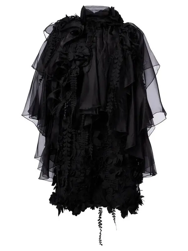 Zimmermann Hypnotic Floral-appliqué Minidress - Black