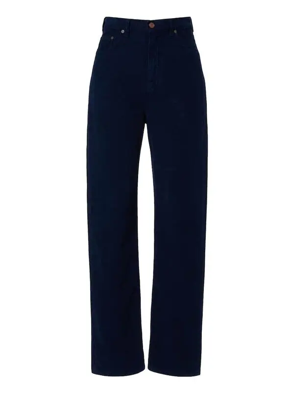 Victoria Beckham High-rise Cotton Corduroy Pants - Blue