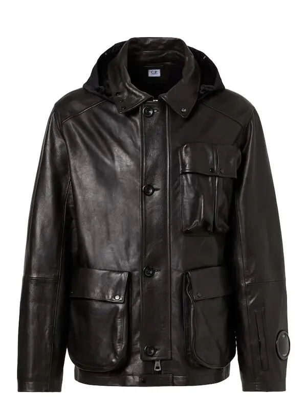 C.P. COMPANY Lens Leather Jacket - Black