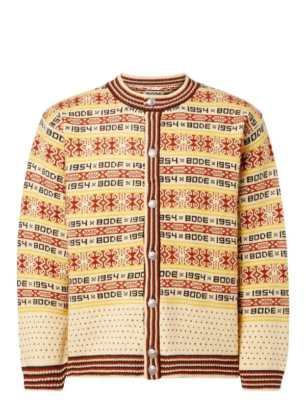 BODE Marzipan Jacquard Wool Cardigan - Multicoloured