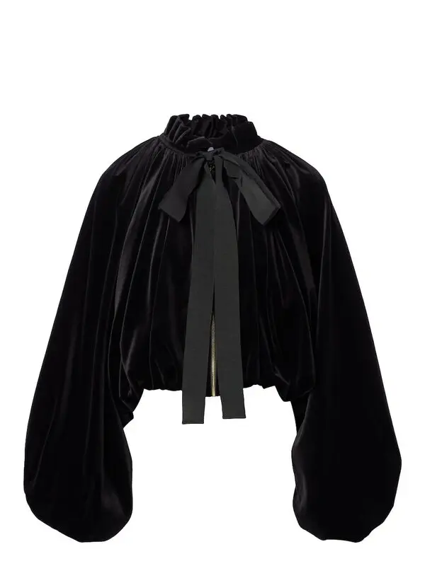 Patou Bow-detail Velvet Jacket - Black