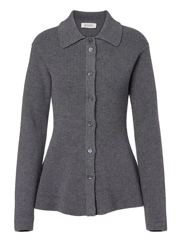RÓHE Ribbed-knit Wool And Cashmere Cardigan - Grey
