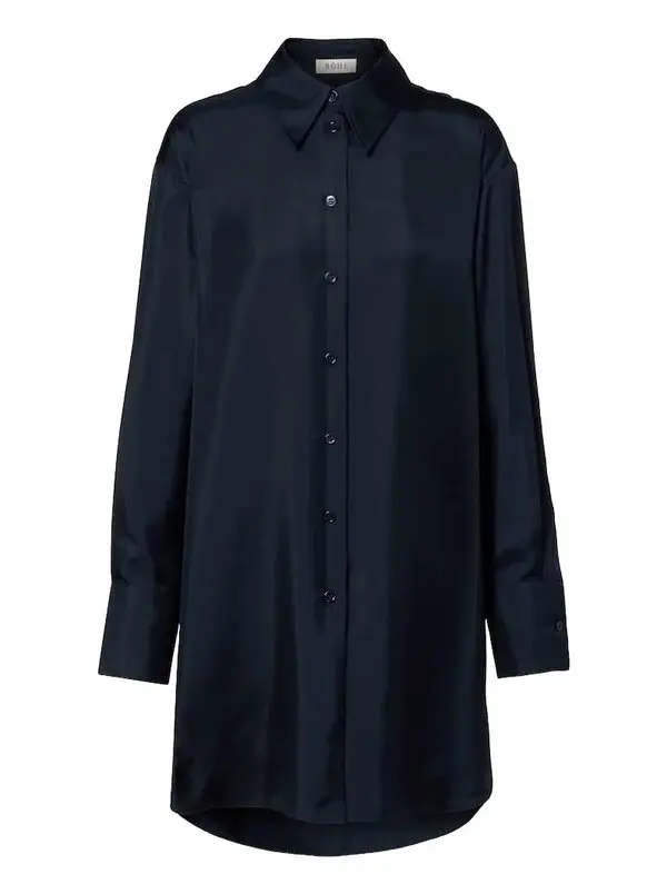 RÓHE Oversized Silk Satin Shirt - Blue