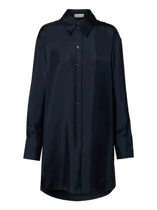 RÓHE Oversized Silk Satin Shirt - Blue