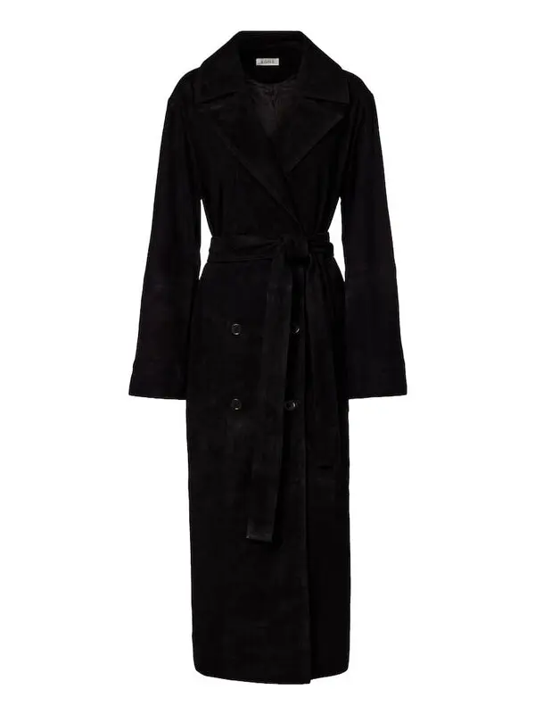 RÓHE Suede Wrap Coat - Black
