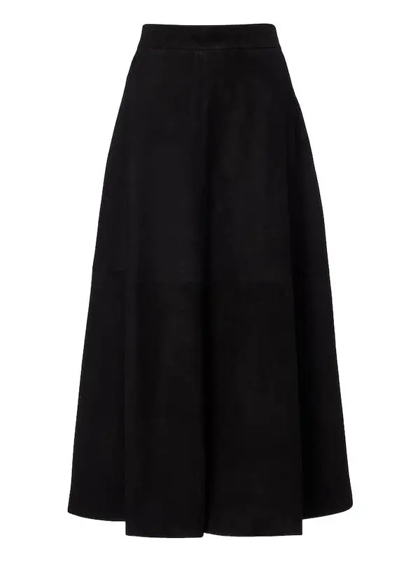 RÓHE Suede Midi Skirt - Black