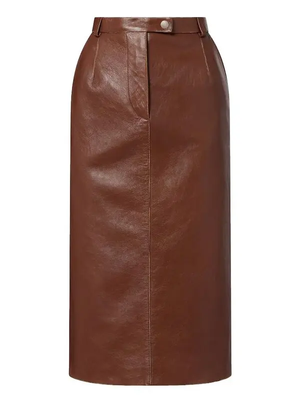 Prada Leather Pencil Skirt - Brown