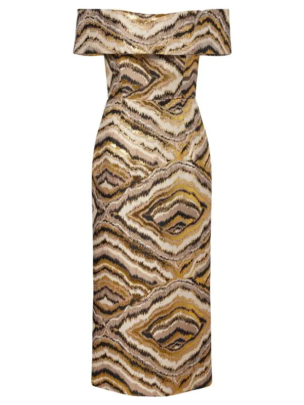 MARKARIAN Gloria Off-shoulder Jacquard Midi Dress - Multicoloured