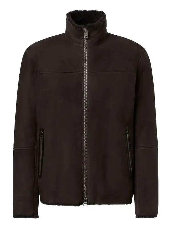 Herno Shearling-trimmed Suede Jacket - Brown