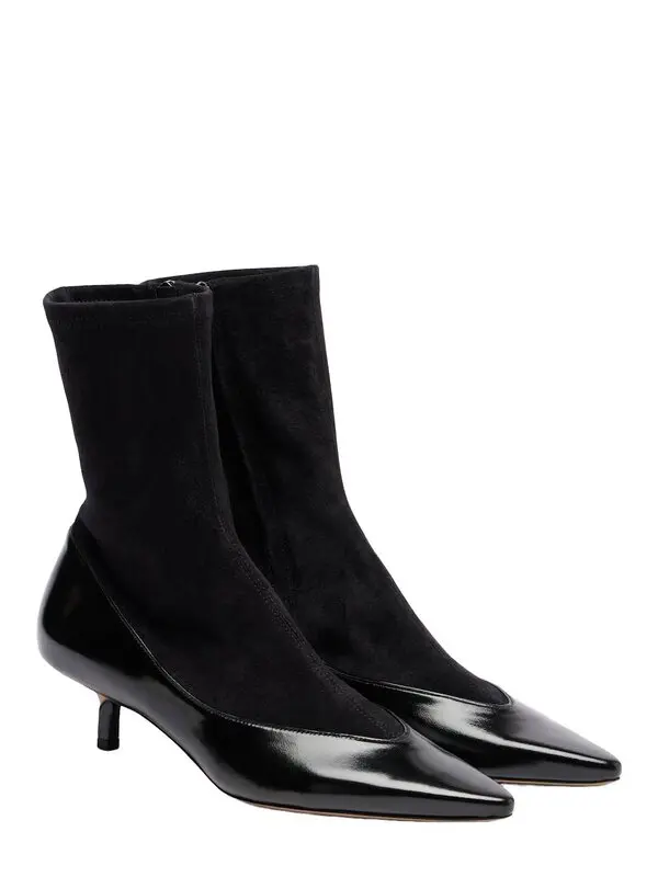 Jacquemus Tourni Leather And Suede Ankle Boots - Black