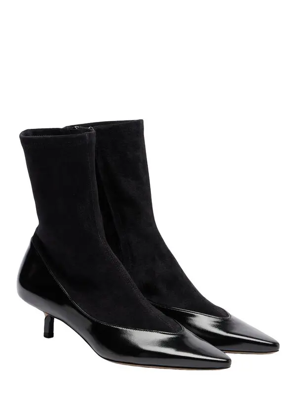 Jacquemus Tourni Leather Ankle Boots - Black