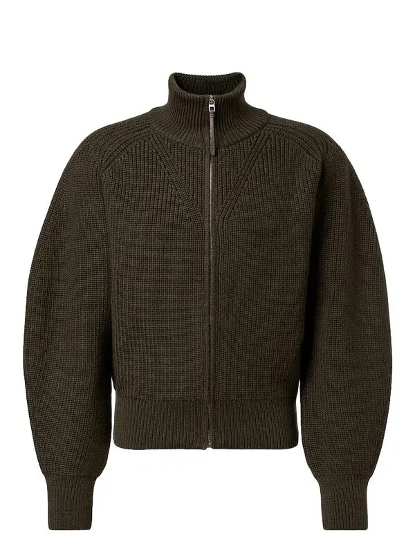 Jacquemus Ribbed-knit Wool Zip-up Cardigan - Green
