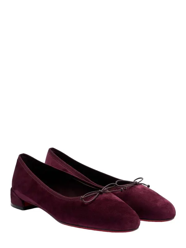 CHRISTIAN LOUBOUTIN Sweetie Jane Suede Ballet Flats - Burgundy