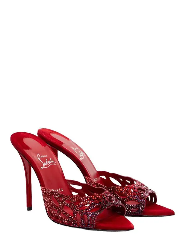 CHRISTIAN LOUBOUTIN Lasera 100 Embellished Mules - Red