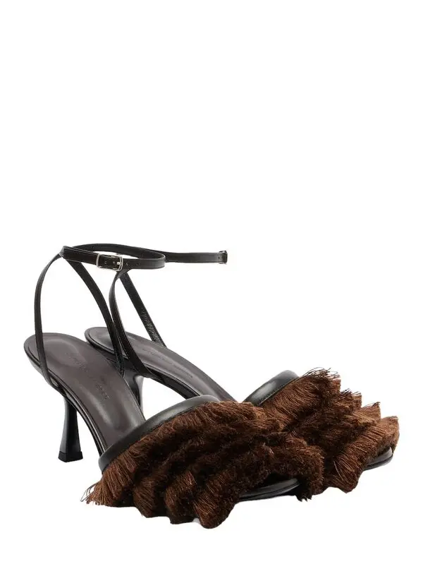 Christopher Esber Castanet Fringed Leather Sandals - Brown