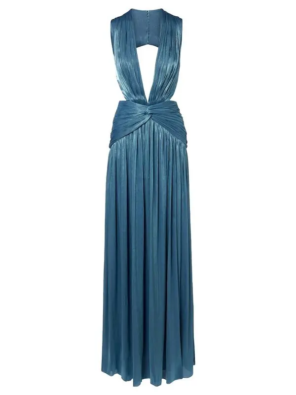 Costarellos Draped Open-back Jersey Gown - Blue