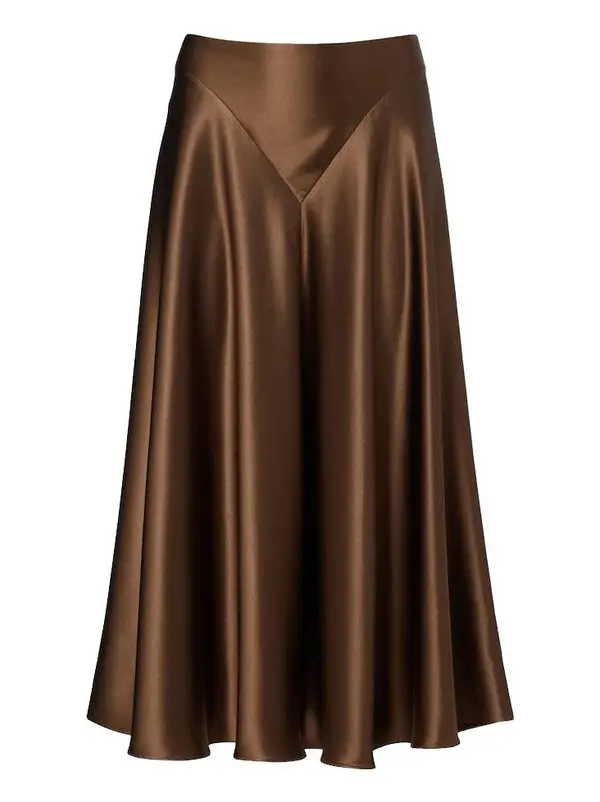 Altuzarra Ames Silk Satin Midi Skirt - Brown