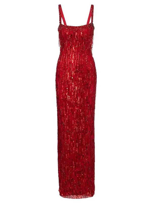 Jenny Packham Fleur Sequined Gown - Red
