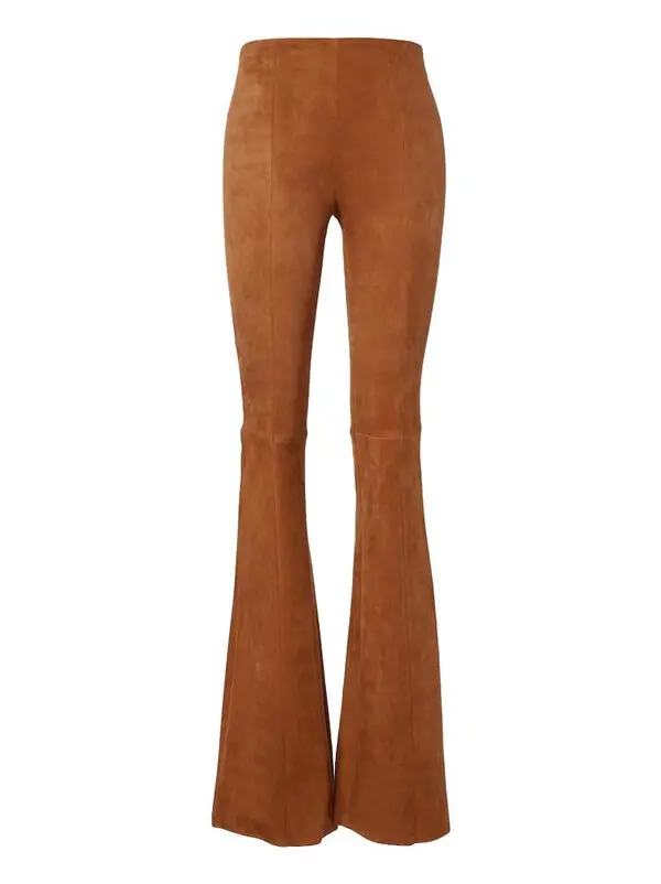 Stouls Gege High-rise Suede Flared Pants - Brown