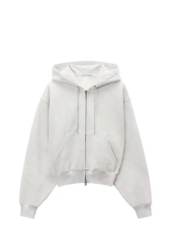 Alexander Wang Rhinestone-embellished Zip-up Hoodie - Grey