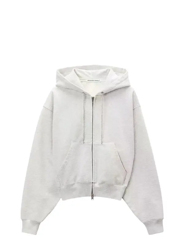 Alexander Wang Rhinestone-embellished Zip-up Hoodie - Grey