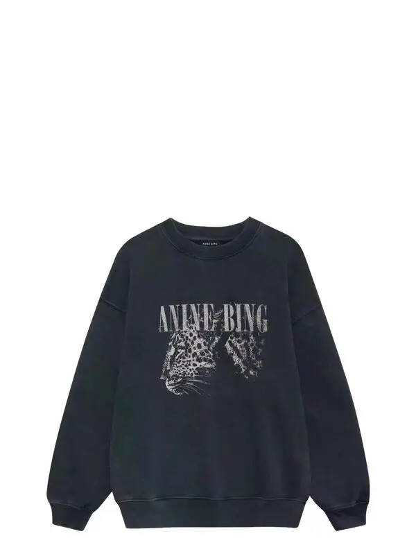 ANINE BING Spencer Leopard-print Sweatshirt - Black