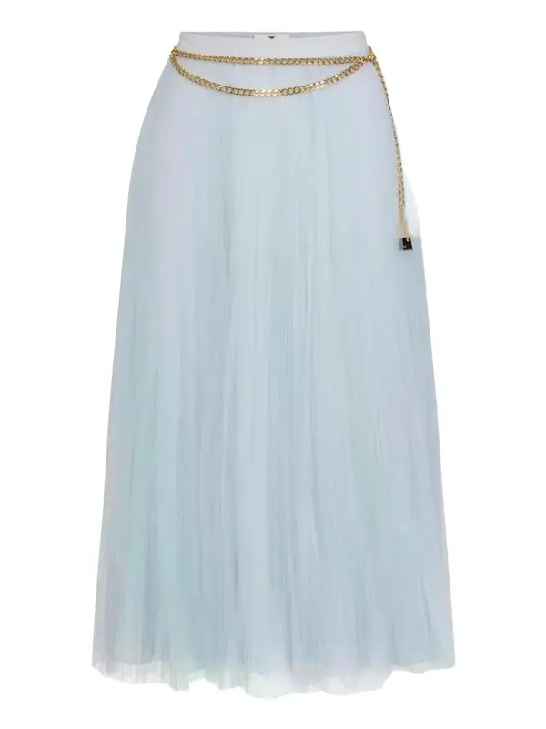 Elisabetta Franchi Pleated Chain-belt Midi Skirt - Blue