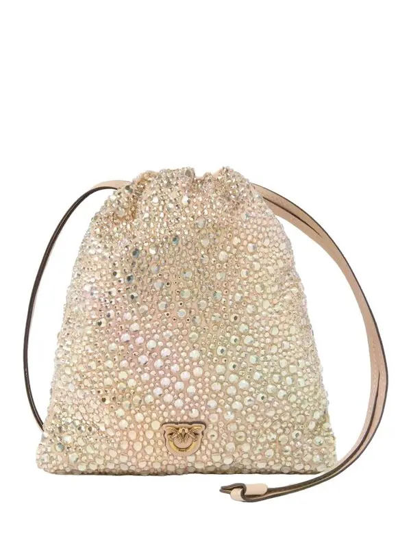 Pinko Crystal-embellished Drawstring Clutch - Neutrals