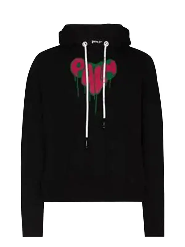 Palm Angels Spray Heart Hoodie - Black