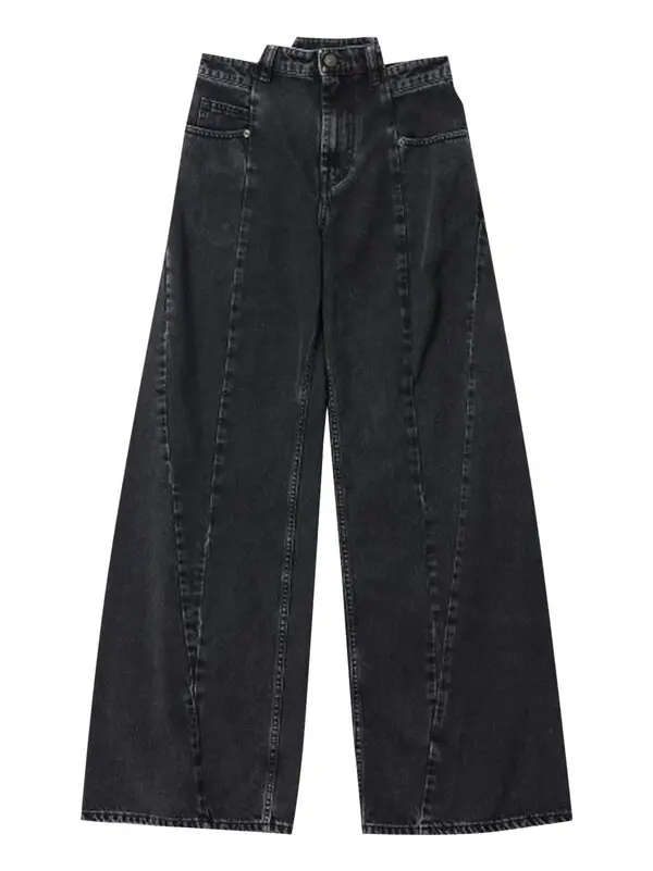 MAISON MARGIELA 5 Pockets Asymmetrical Waist Jeans - Black
