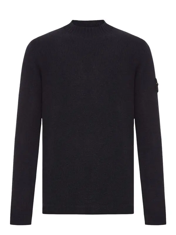 Stone Island Wool-nylon Knit Crewneck - Black