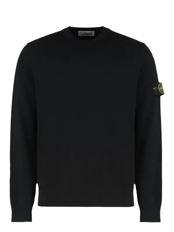 Stone Island Stretch Rws Wool Knit Crewneck - Black