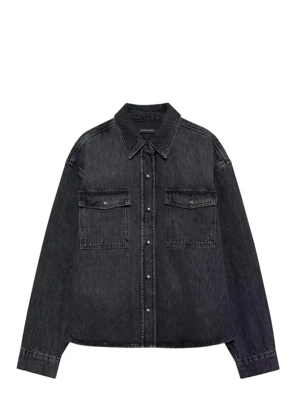 ANINE BING Paxton Double-pocket Denim Shirt - Black