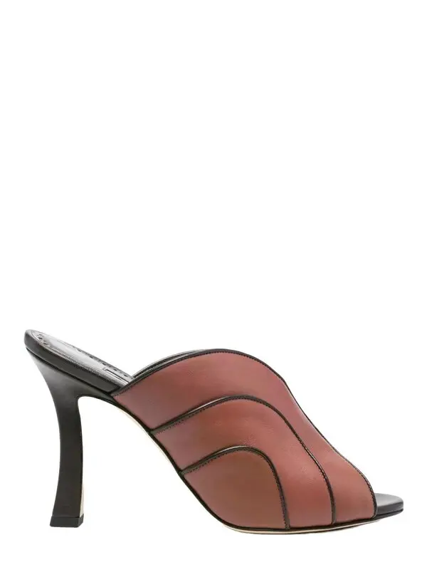 Manolo Blahnik 100mm Nikabo Leather Panelled Sandals - Brown