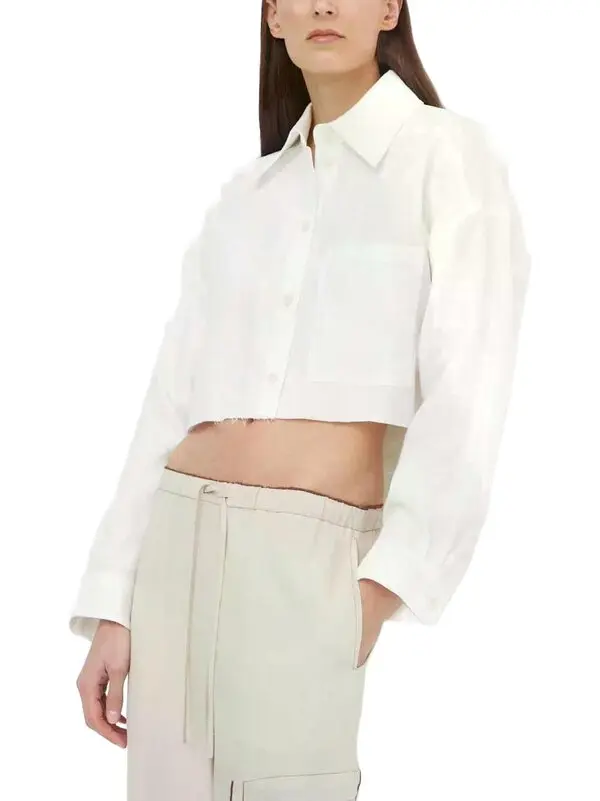 DRYKORN Linen Cropped Shirt - White
