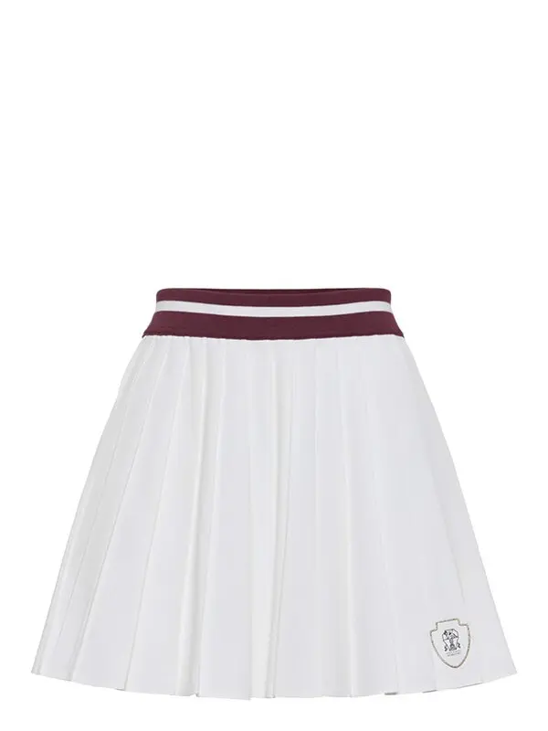 Brunello Cucinelli Techno Poplin Pleated Mini Skirt - White