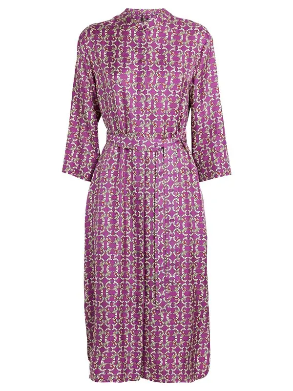 Max Mara Silk Printed Midi Caftan Dress - Purple