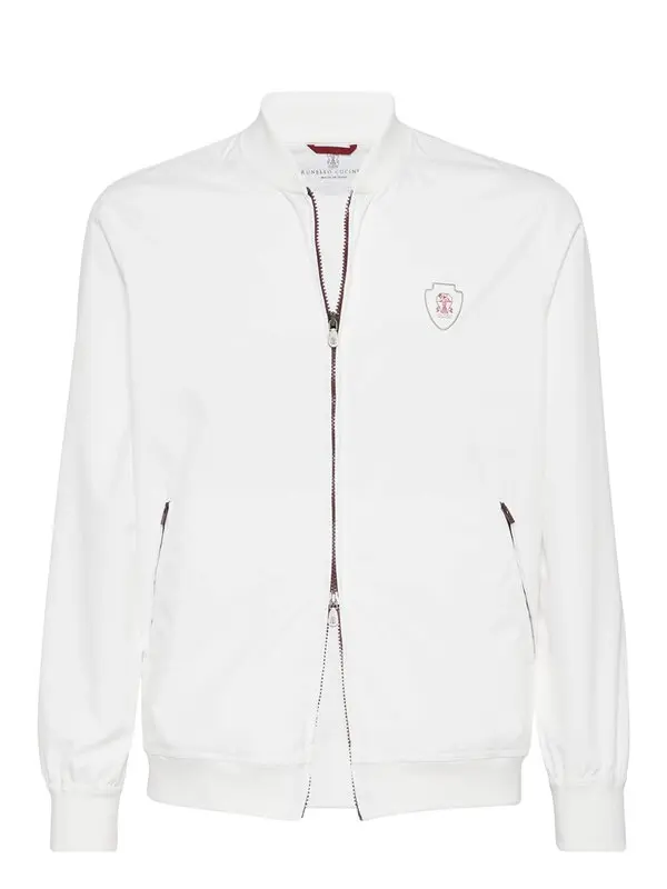 Brunello Cucinelli Logo Zip-up Jacket - White