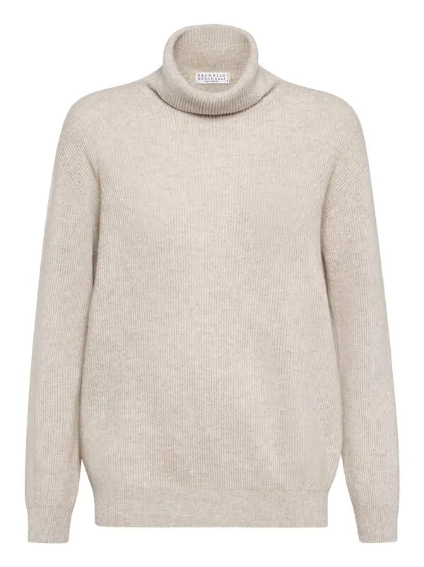 Brunello Cucinelli Cashmere High-neck Sweater - Beige