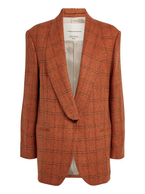 Max Mara Wool-blend Check Blazer - Yellow
