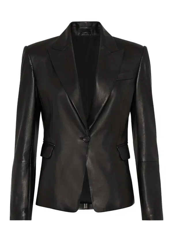 Brunello Cucinelli Nappa Leather Blazer - Black