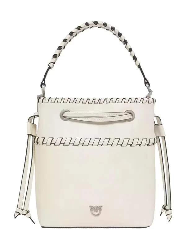 Pinko Braided-handle Bucket Bag - White