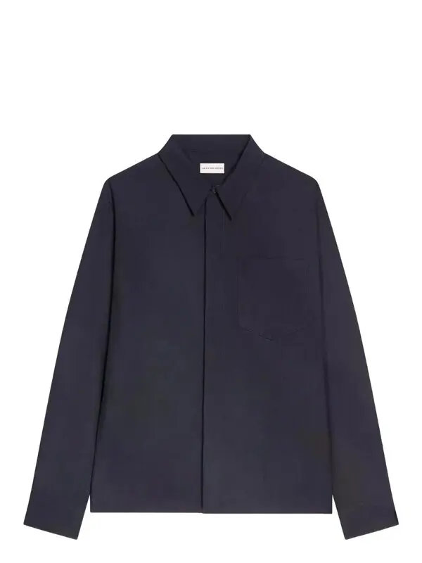 Dries Van Noten Zip-up Patch-pocket Shirt - Blue