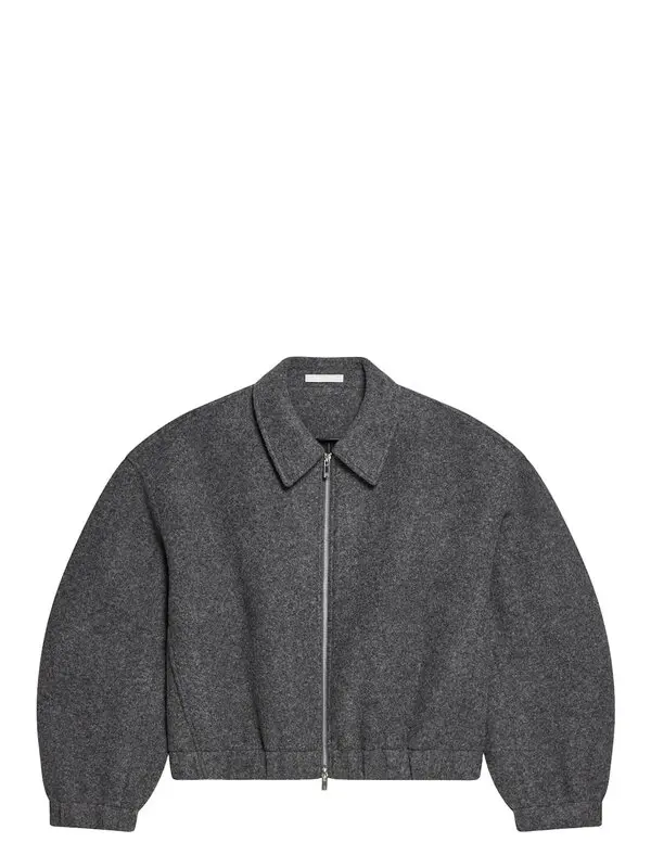Helmut Lang Wool Bonded Full-zip Bomber Jacket - Gry Mel/bl