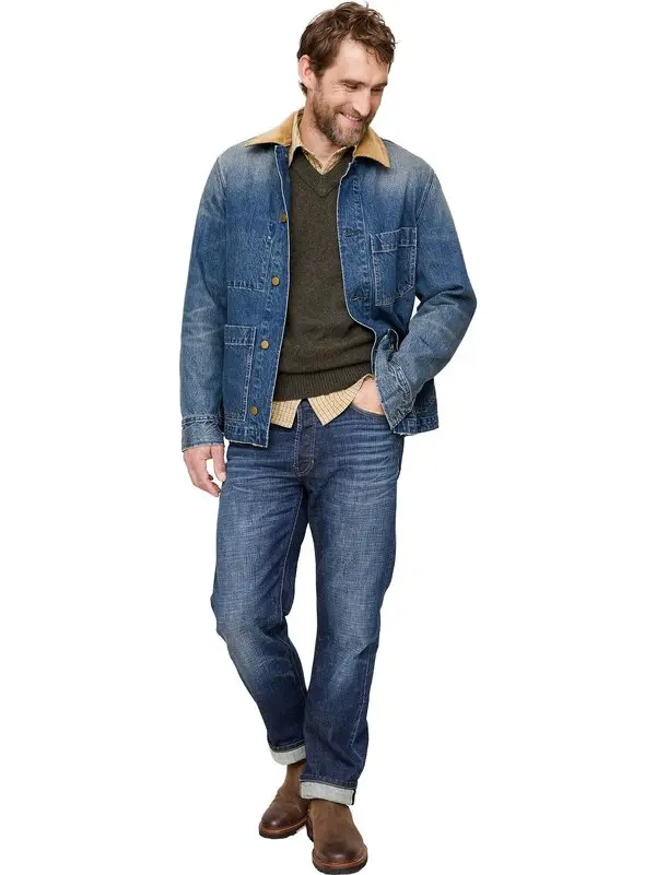 Banana Republic Denim Chore Coat With Corduroy Collar - Washed Denim