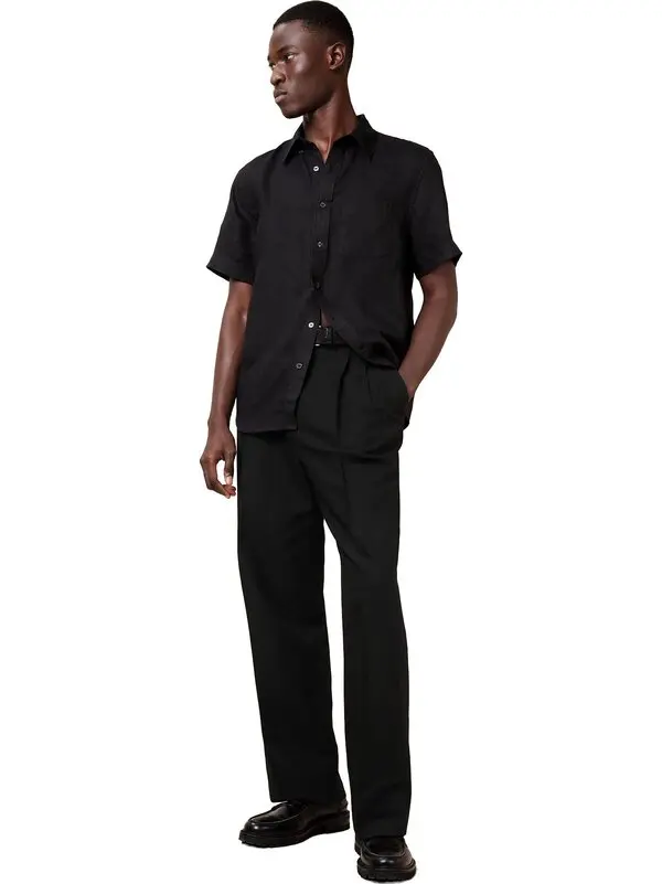 Banana Republic Relaxed Linen-blend Pant - Black