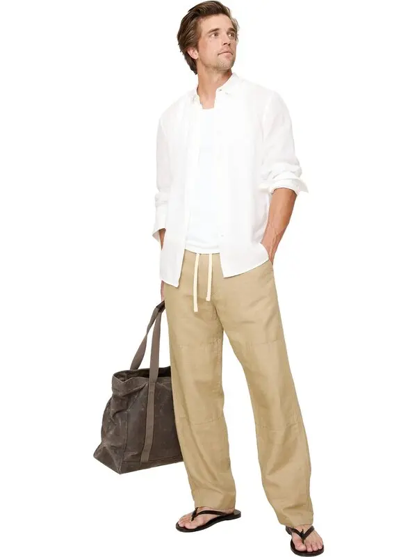 Banana Republic Linen-cotton Chore Pant - Khaki Beige